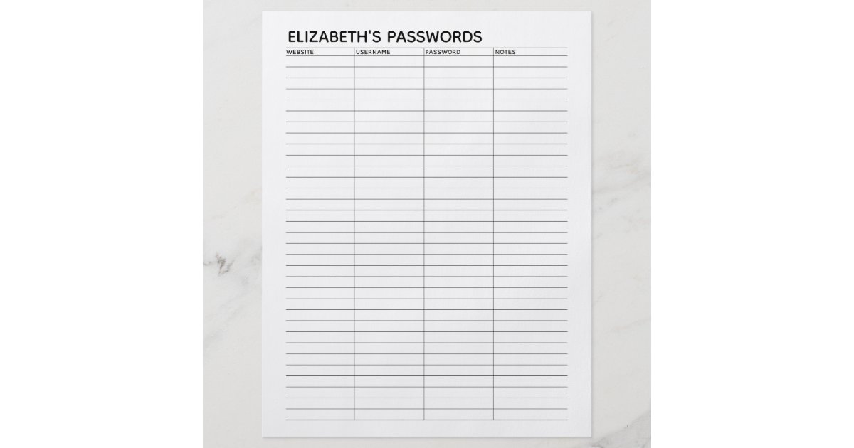 Basic Password Tracker with Username and Notes Flyer | Zazzle
