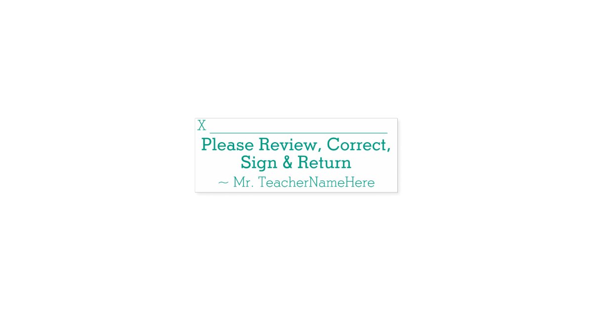 Basic "Please Review, Correct, Sign & Return" Self-inking Stamp | Zazzle