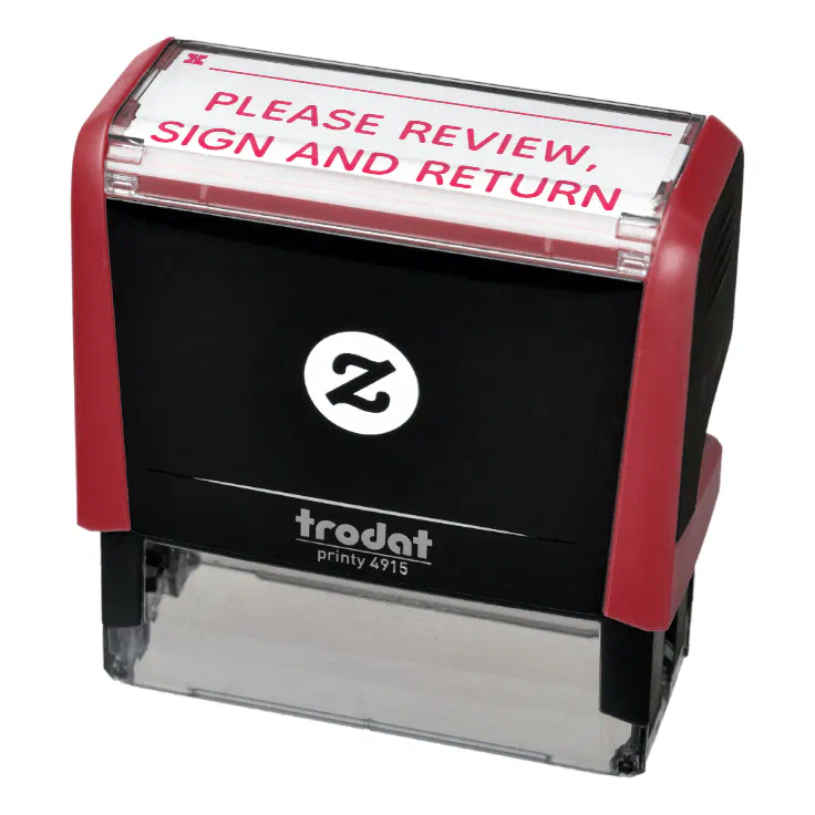 Basic "Please review, sign and return" Self-inking Stamp | Zazzle
