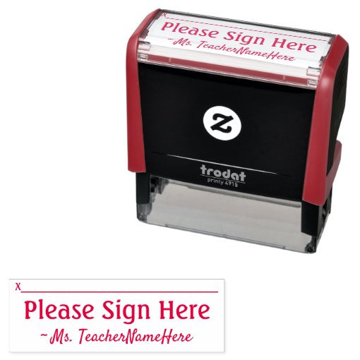 Basic "Please Sign Here" and Name Rubber Stamp | Zazzle