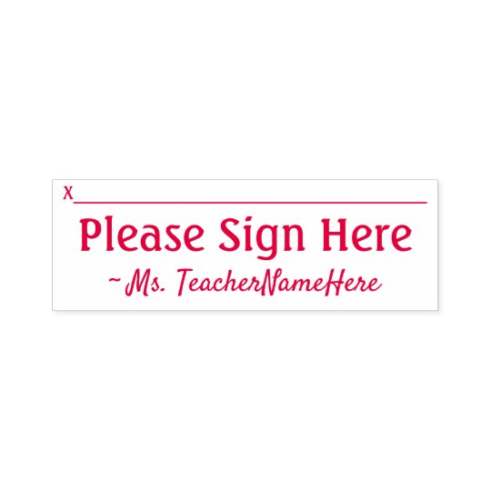 Basic "Please Sign Here" and Name Rubber Stamp | Zazzle.com