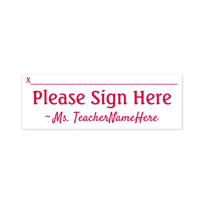Basic "Please Sign Here" and Name Rubber Stamp | Zazzle.com
