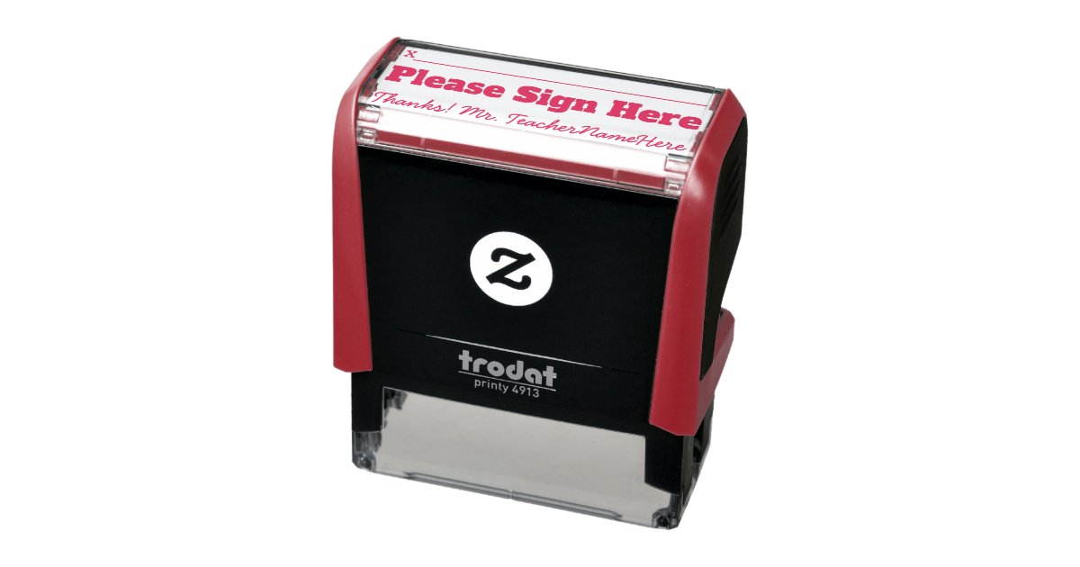 Basic "Please Sign Here" & Custom Name Self-inking Stamp | Zazzle