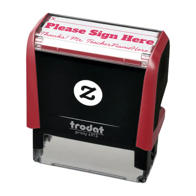 Basic "Please Sign Here" & Custom Name Self-inking Stamp | Zazzle