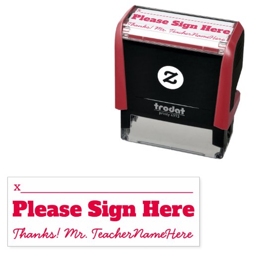 Basic "Please Sign Here" & Custom Name Self-inking Stamp | Zazzle