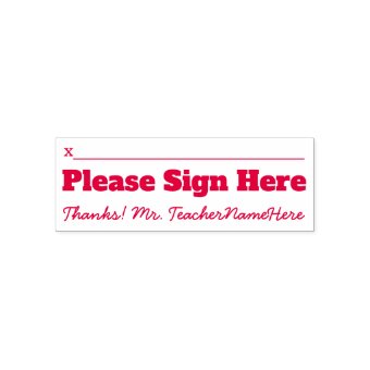 Basic "Please Sign Here" & Custom Name Self-inking Stamp | Zazzle