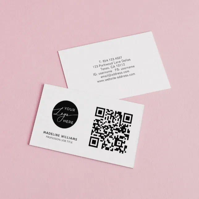 Basic Professional Company Logo QR Code Business Card | Zazzle