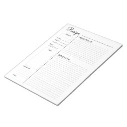 Basic Recipe Pages Notepad | Zazzle