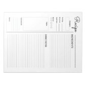 Basic Recipe Pages Notepad | Zazzle