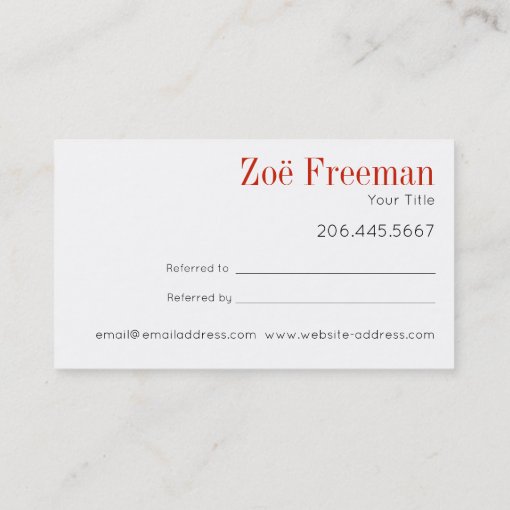 Basic Simple | Black & White & Red | Referral | Zazzle