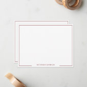 Basic Simple Burgundy Border Stationery Note Card | Zazzle