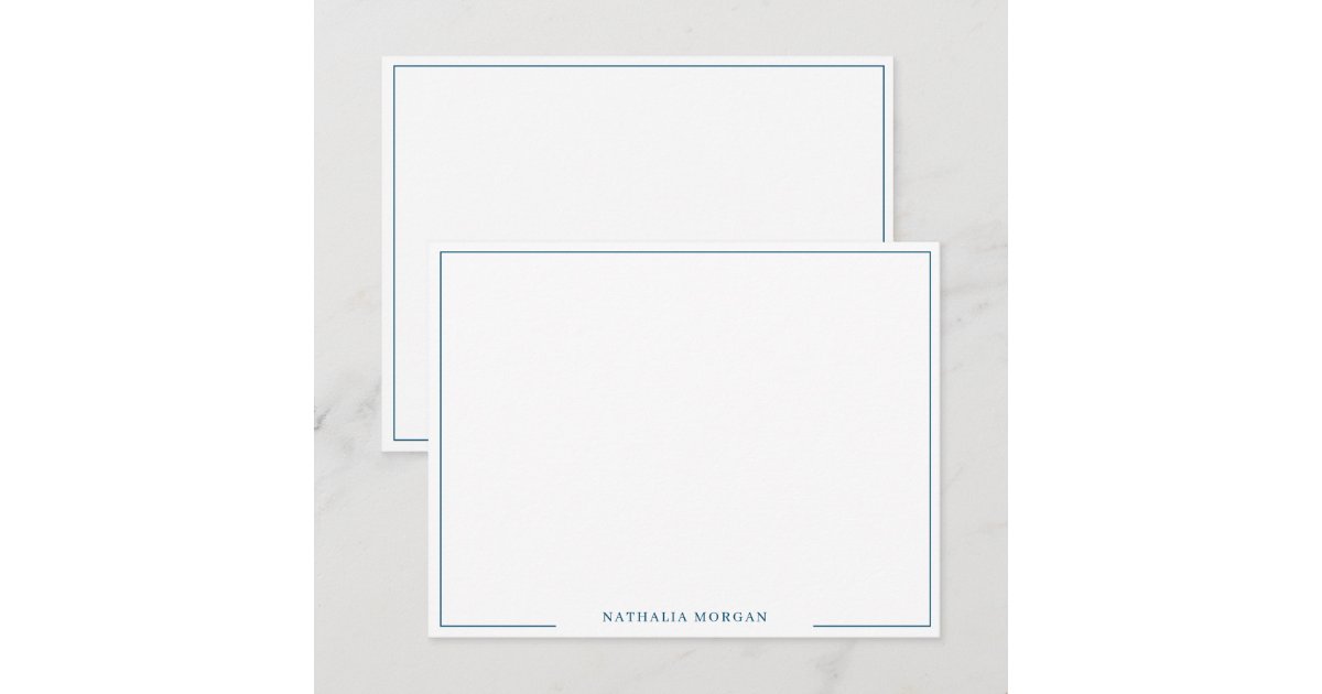 Basic Simple Teal Blue Border Stationery Note Card | Zazzle