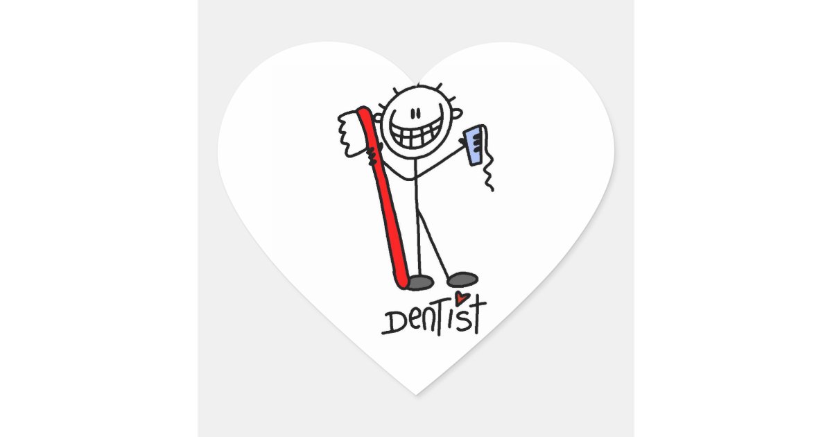 Basic Stick Figure Dentist Heart Sticker | Zazzle