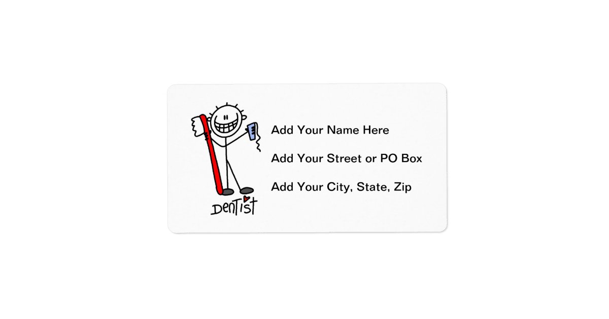 Basic Stick Figure Dentist Label | Zazzle