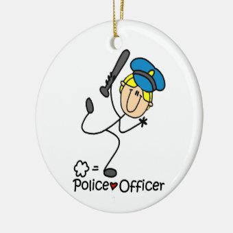 Basic Stick Figure Female Police Officer Ceramic Ornament | Zazzle