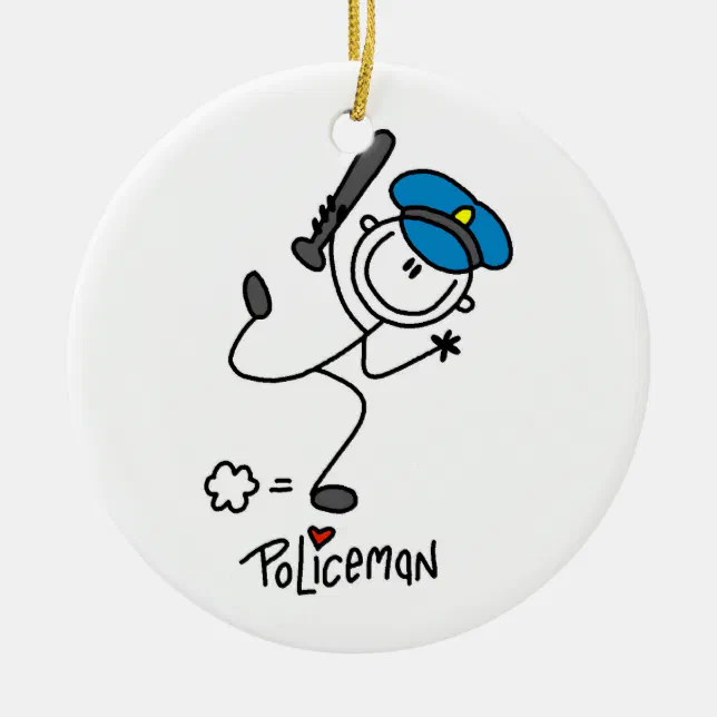 Basic Stick Figure Police Officer Ceramic Ornament | Zazzle