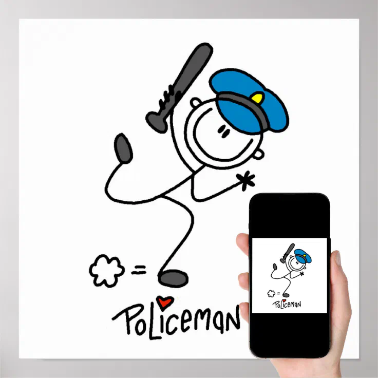 Basic Stick Figure Police Officer Poster | Zazzle