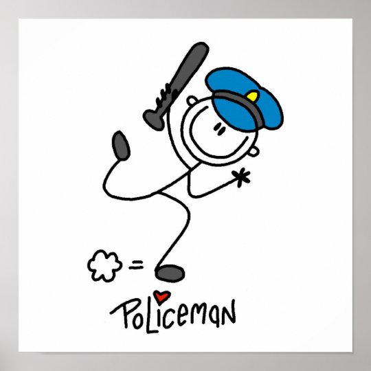 Basic Stick Figure Police Officer Poster | Zazzle.com