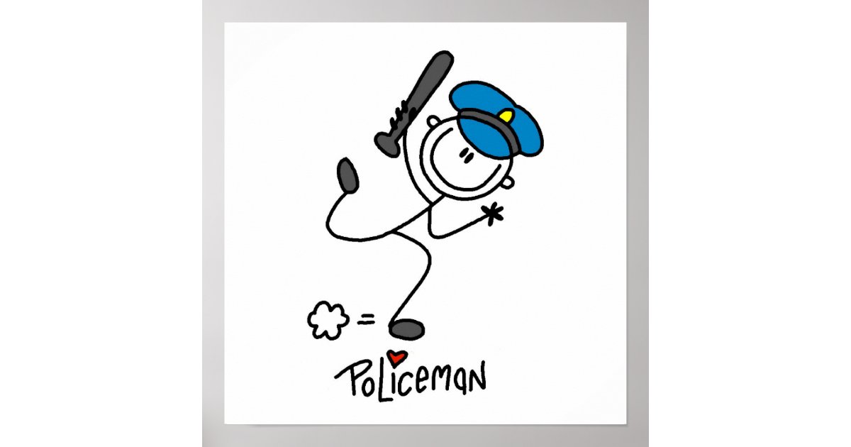 Basic Stick Figure Police Officer Poster | Zazzle