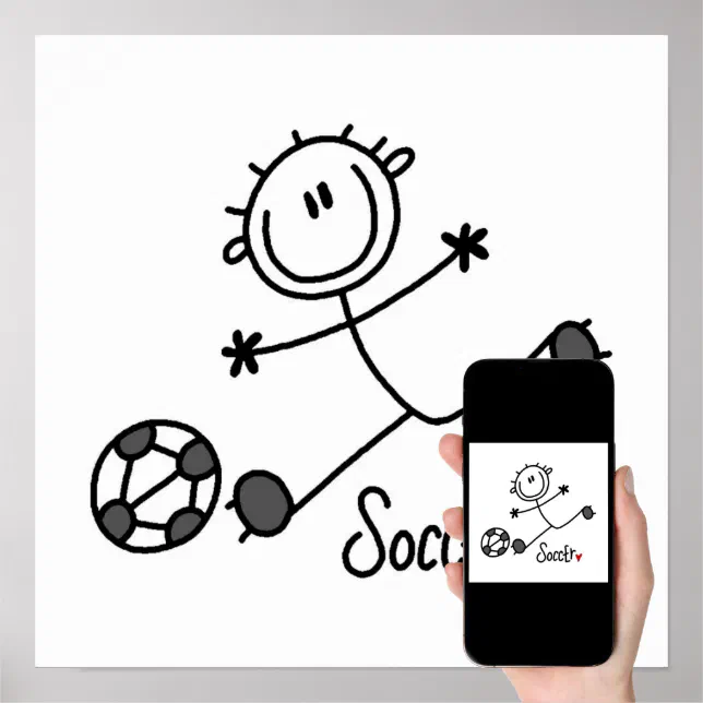 Basic Stick Figure Soccer Player T-shirts and Gift Poster | Zazzle