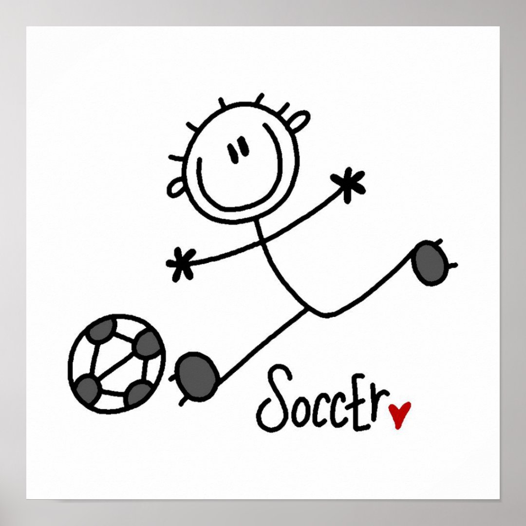 Basic Stick Figure Soccer Player T-shirts and Gift Poster | Zazzle