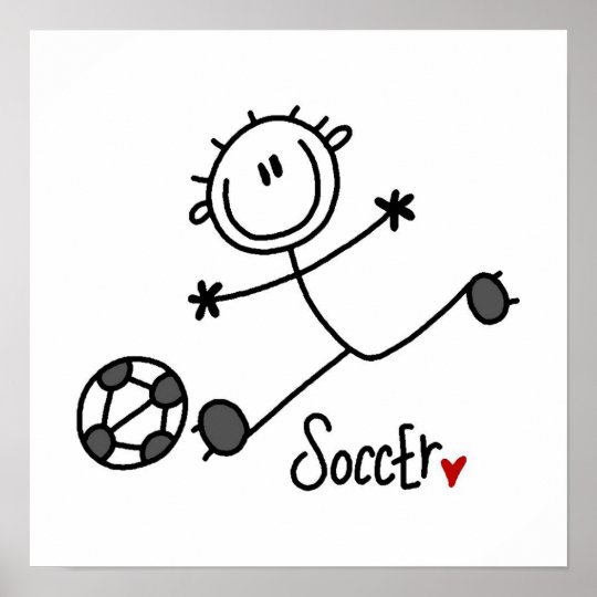 Basic Stick Figure Soccer Player T-shirts and Gift Poster | Zazzle.com