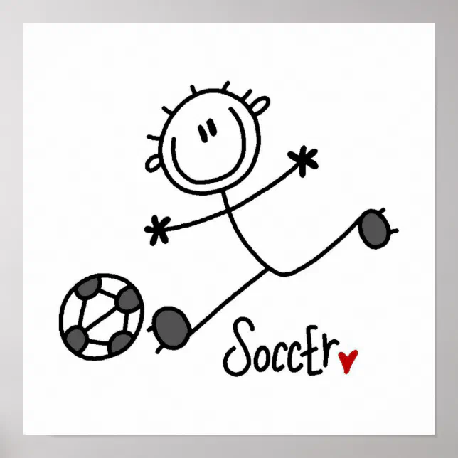 Basic Stick Figure Soccer Player T-shirts and Gift Poster | Zazzle