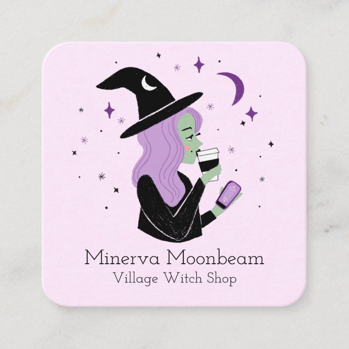 Basic Witch Pastel witch shop Square Business Card | Zazzle.com