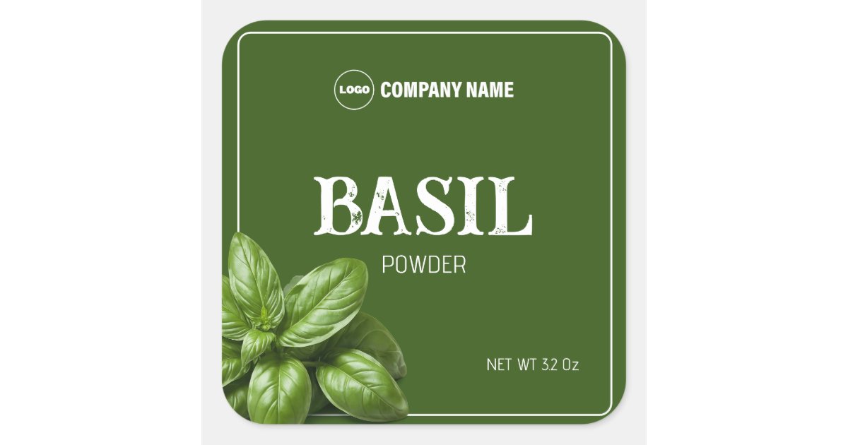 Basil Custom Spice Label Sticker | Zazzle