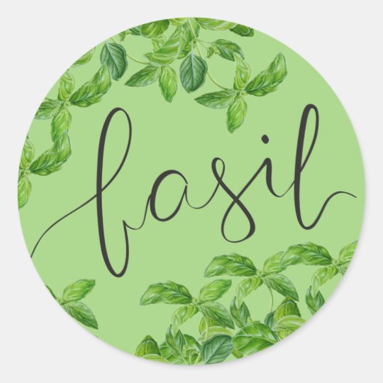 Basil herbs classic round sticker | Zazzle.com