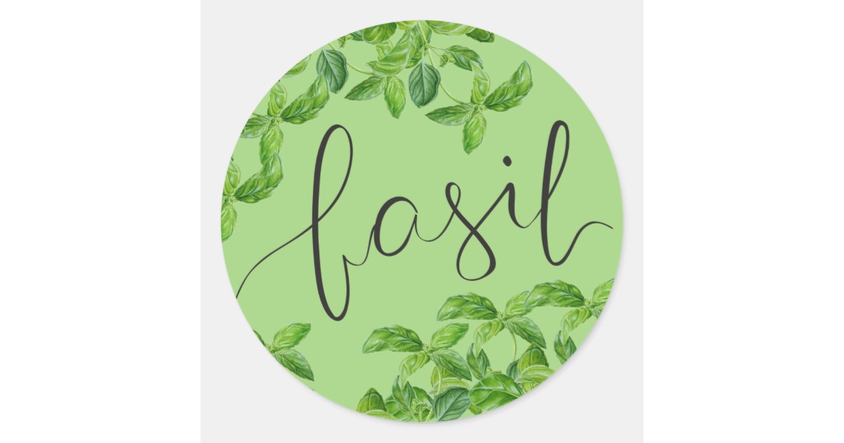 Basil herbs classic round sticker | Zazzle