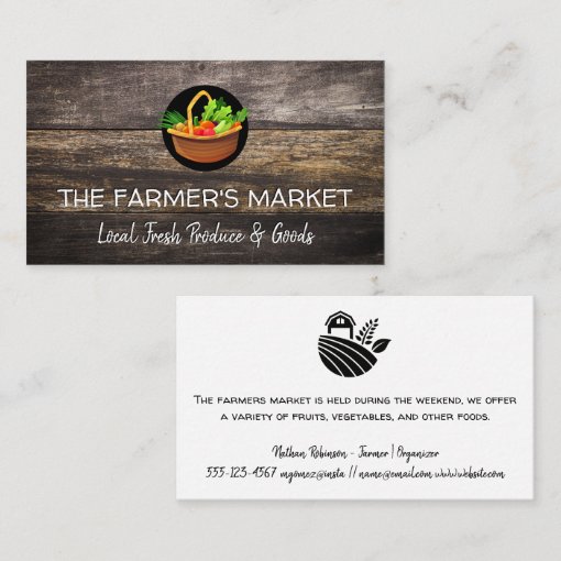 Basket of Produce | Wooden Boards Business Card | Zazzle