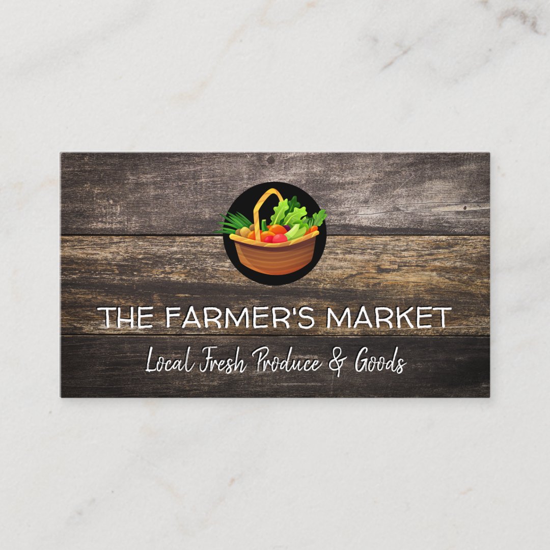 Basket of Produce | Wooden Boards Business Card | Zazzle