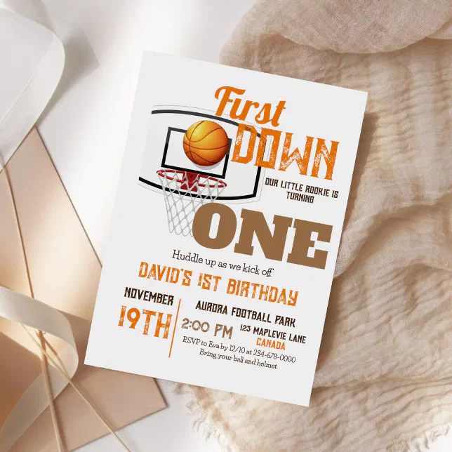 Basketball 1st Birthday Party Sport First Birthday Invitation | Zazzle
