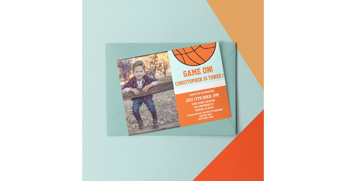Basketball 3rd Birthday Invitation | Zazzle
