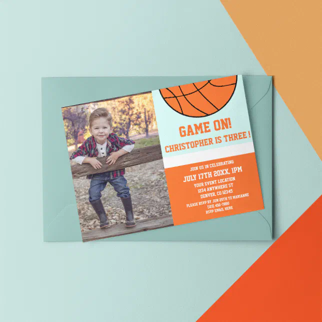 Basketball 3rd Birthday Invitation | Zazzle