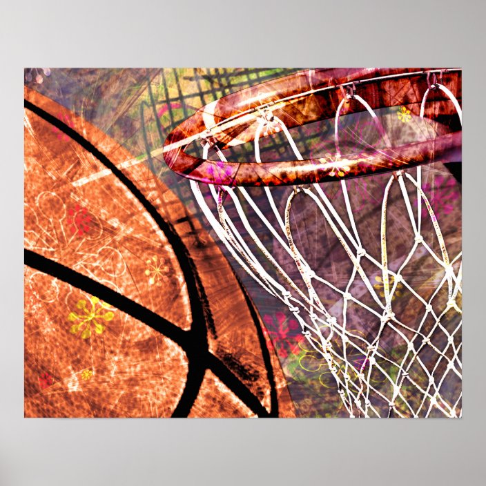 Basketball and Hoop girly basketball pink purple Poster | Zazzle.com