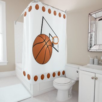 Basketball and Hoop Shower Curtain | Zazzle
