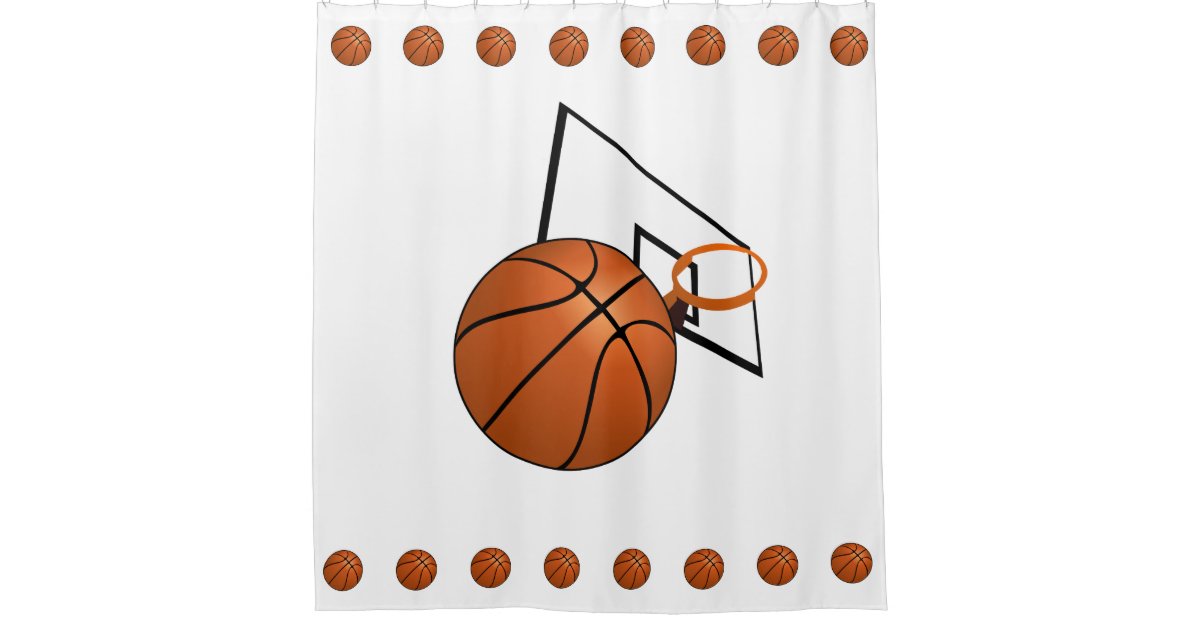 Basketball and Hoop Shower Curtain | Zazzle