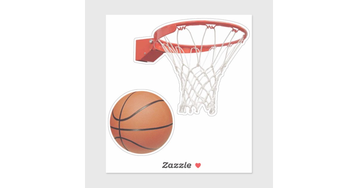 Basketball and Hoop Sticker | Zazzle