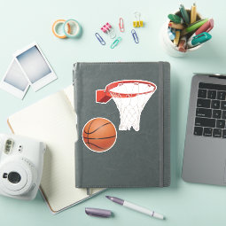Basketball and Hoop Sticker | Zazzle
