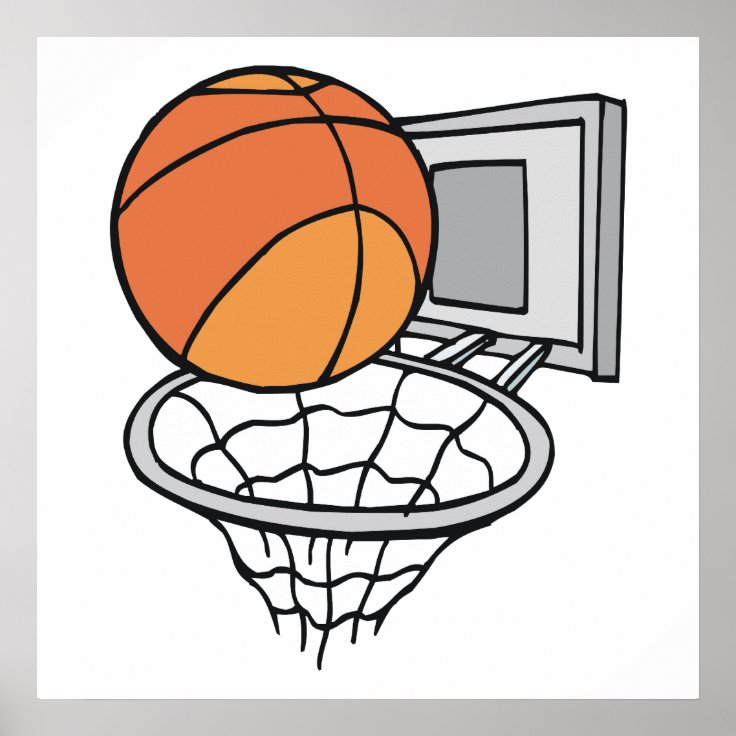 basketball and net vector graphic poster | Zazzle