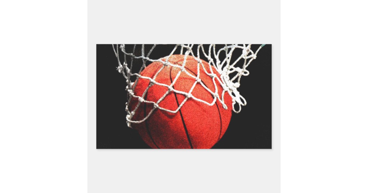Basketball Art Rectangular Sticker | Zazzle