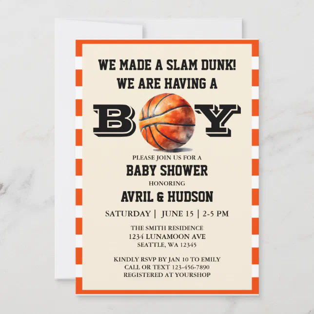 Basketball Baby Shower Invitation | Zazzle