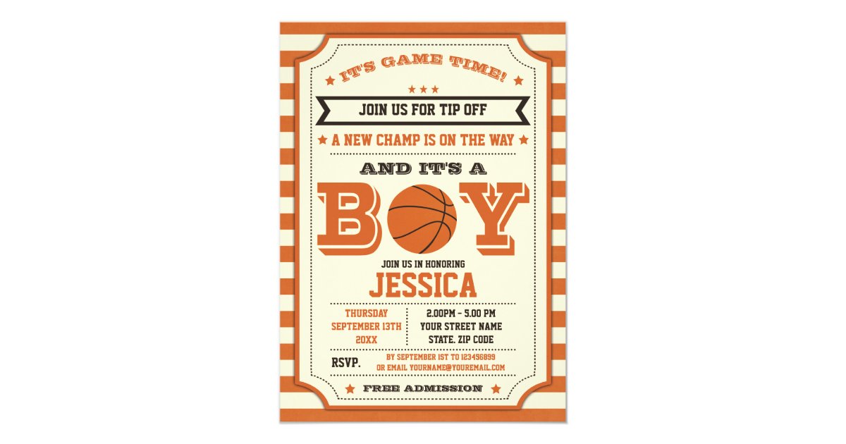 Basketball Baby Shower Ticket Invitation | Zazzle.com