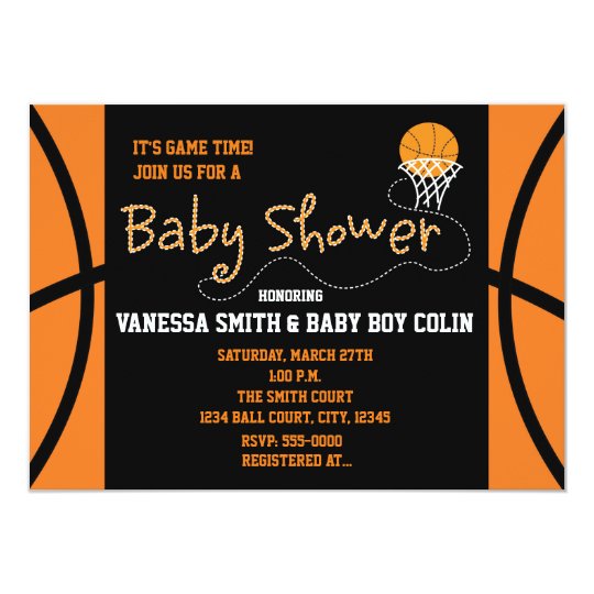 BASKETBALL BABY SHOWER Typography Party Invitation | Zazzle.com