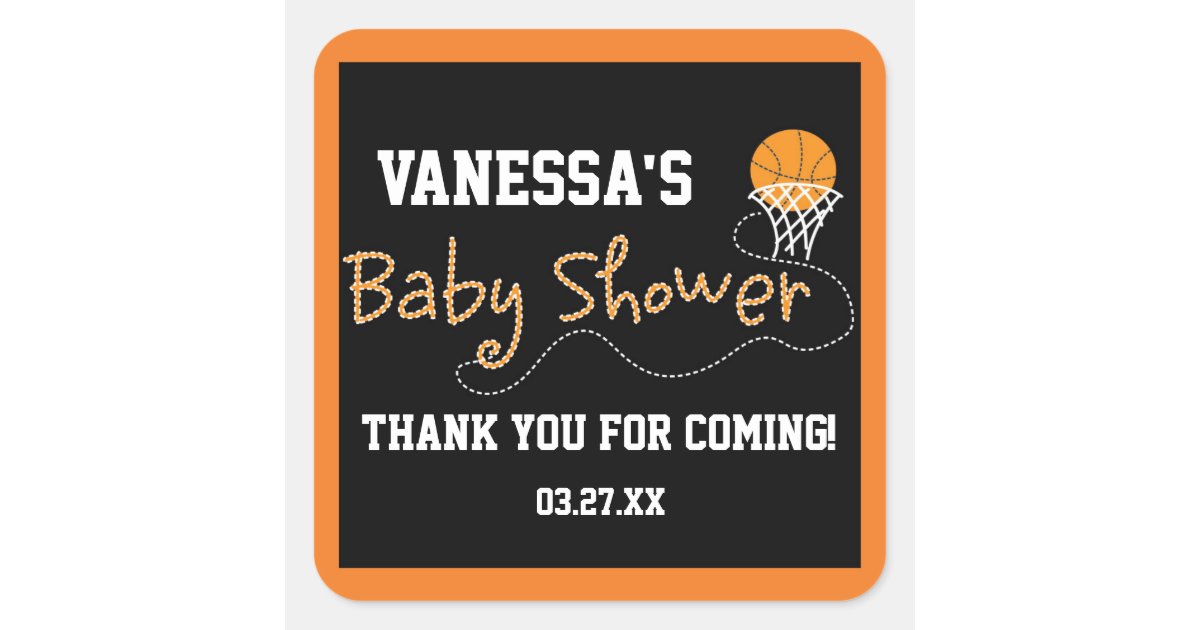 BASKETBALL BABY SHOWER TYPOGRAPHY Sticker Label | Zazzle