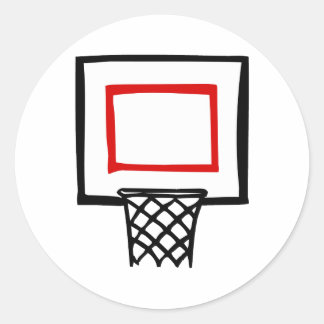 Basketball Backboard & Hoop Round Stickers