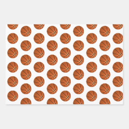 Basketball Ball Player Kids Name Birthday Wrapping Paper Sheets | Zazzle