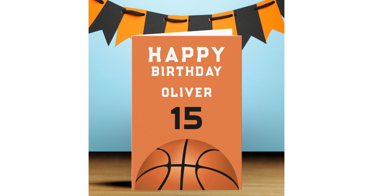 Basketball Ball Sports Boy Happy Birthday Card | Zazzle
